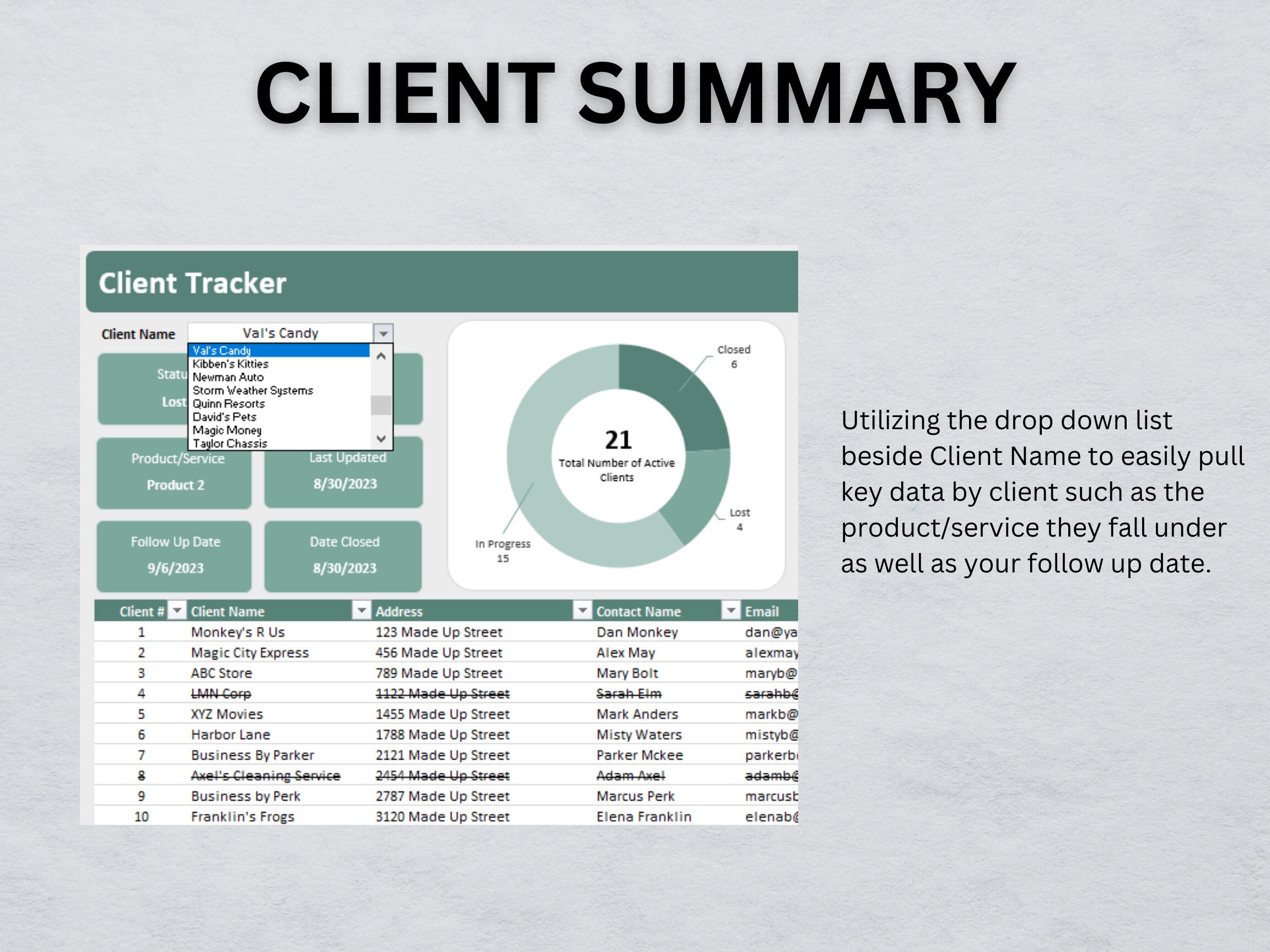 Client List Tracker, Lead Tracker, Customer List Tracker, Client Record ...