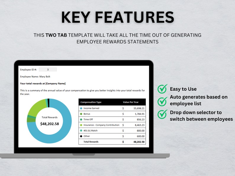 Employee Total Rewards Spreadsheet Human Resource Template - Etsy