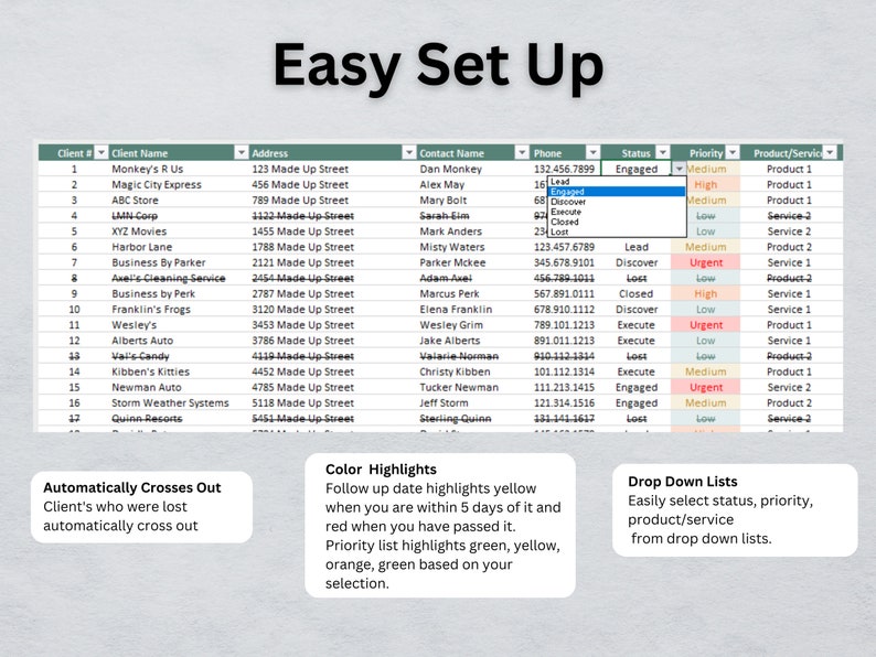 Client List Tracker, Lead Tracker, Customer List Tracker, Client Record ...