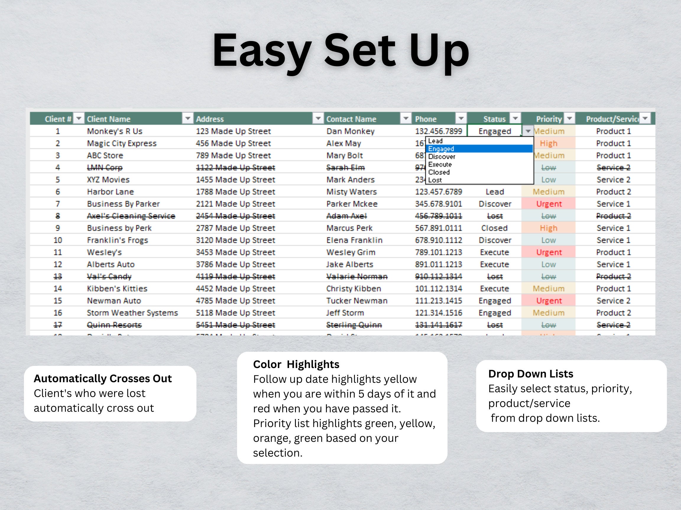 Client List Tracker, Lead Tracker, Customer List Tracker, Client Record ...