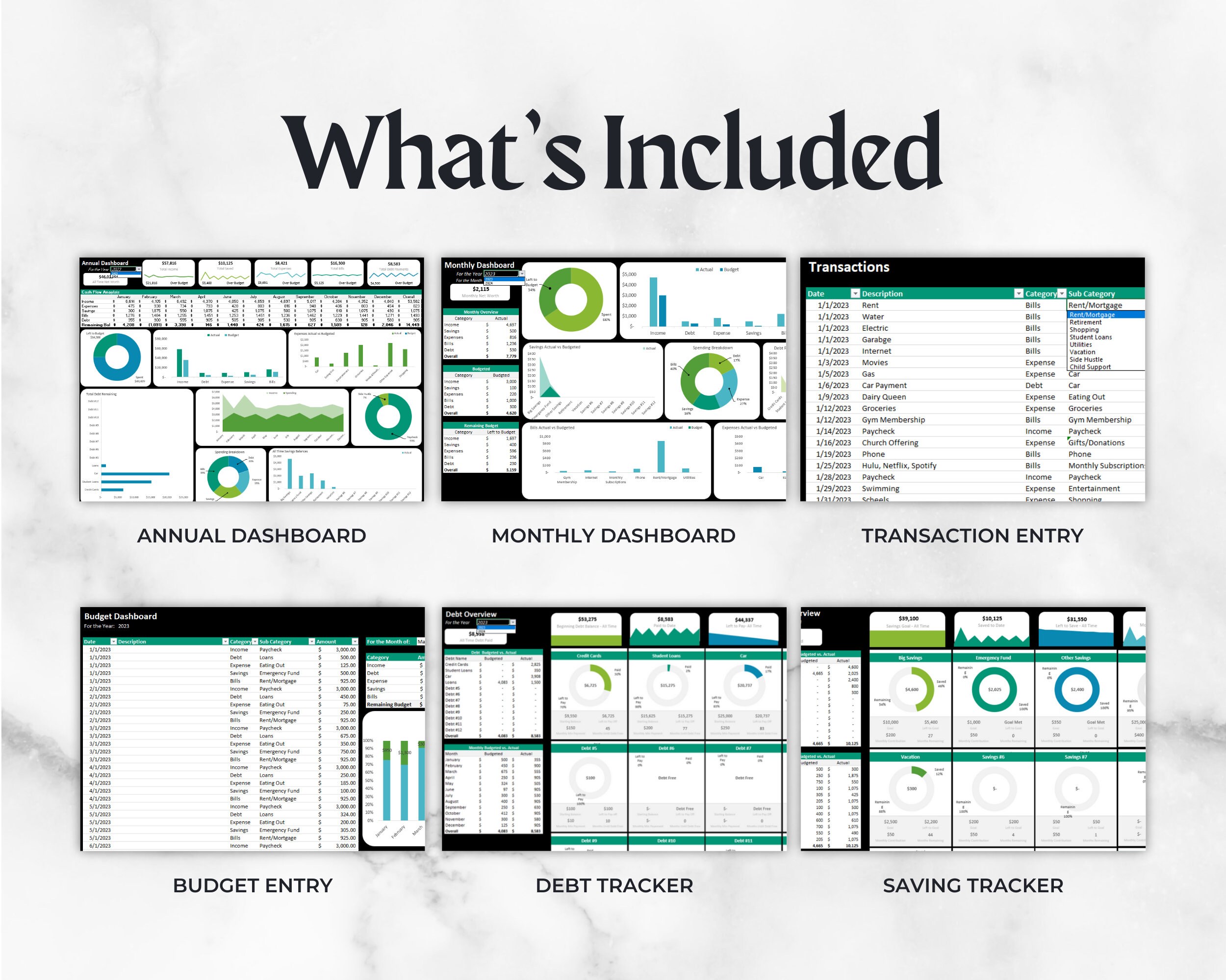 Monthly Finance Tracker, Paycheck Budget, Excel Budget Template ...