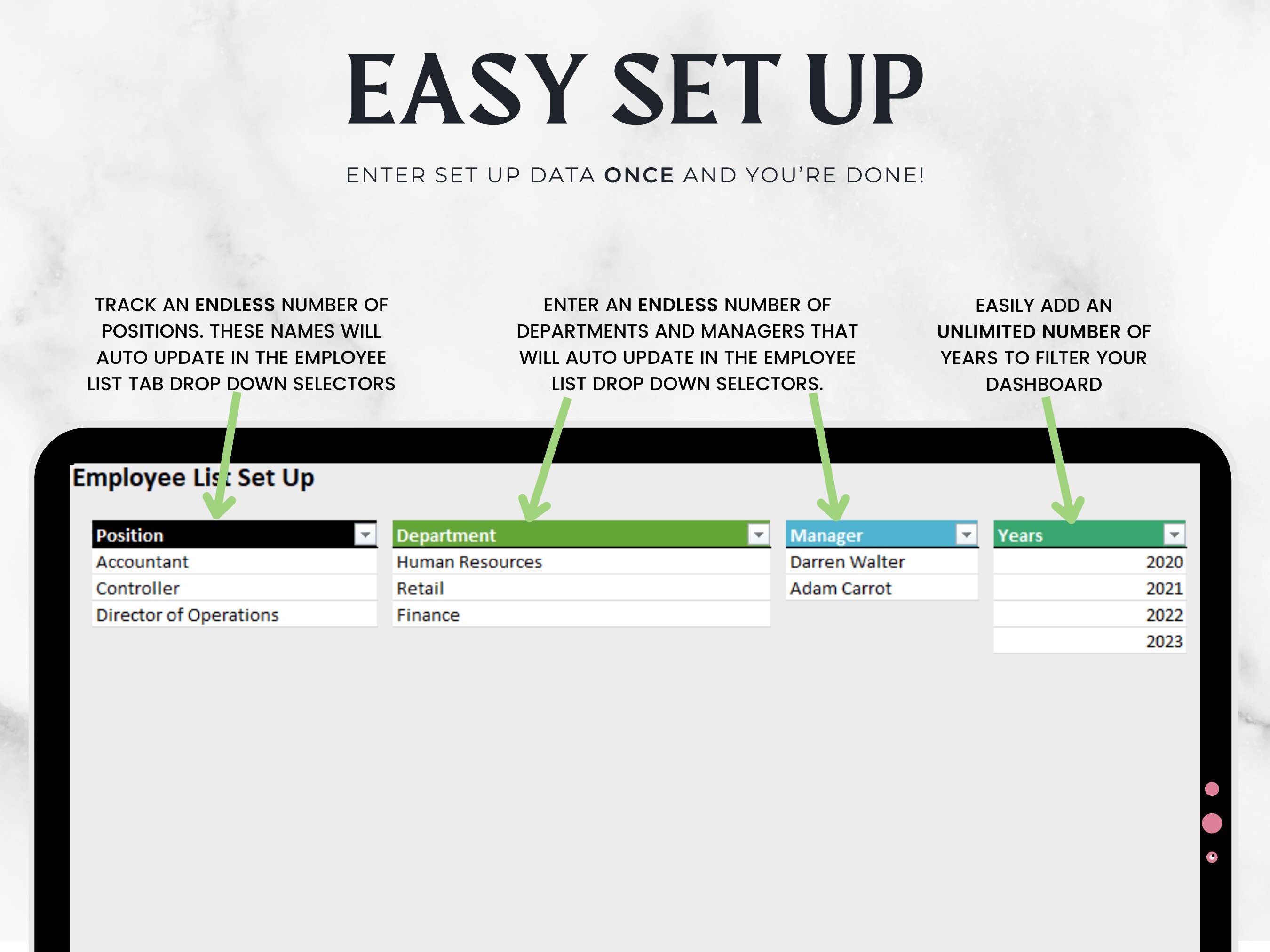 Employee List Dashboard Spreadsheet, Employee Performance, Human ...