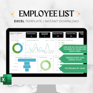 Employee List Dashboard Spreadsheet, Employee Performance, Human ...