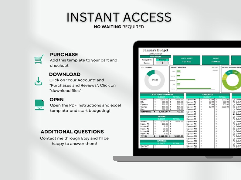 Simple Budget Tracker, Paycheck Budget, Excel Budget Template, Spending ...