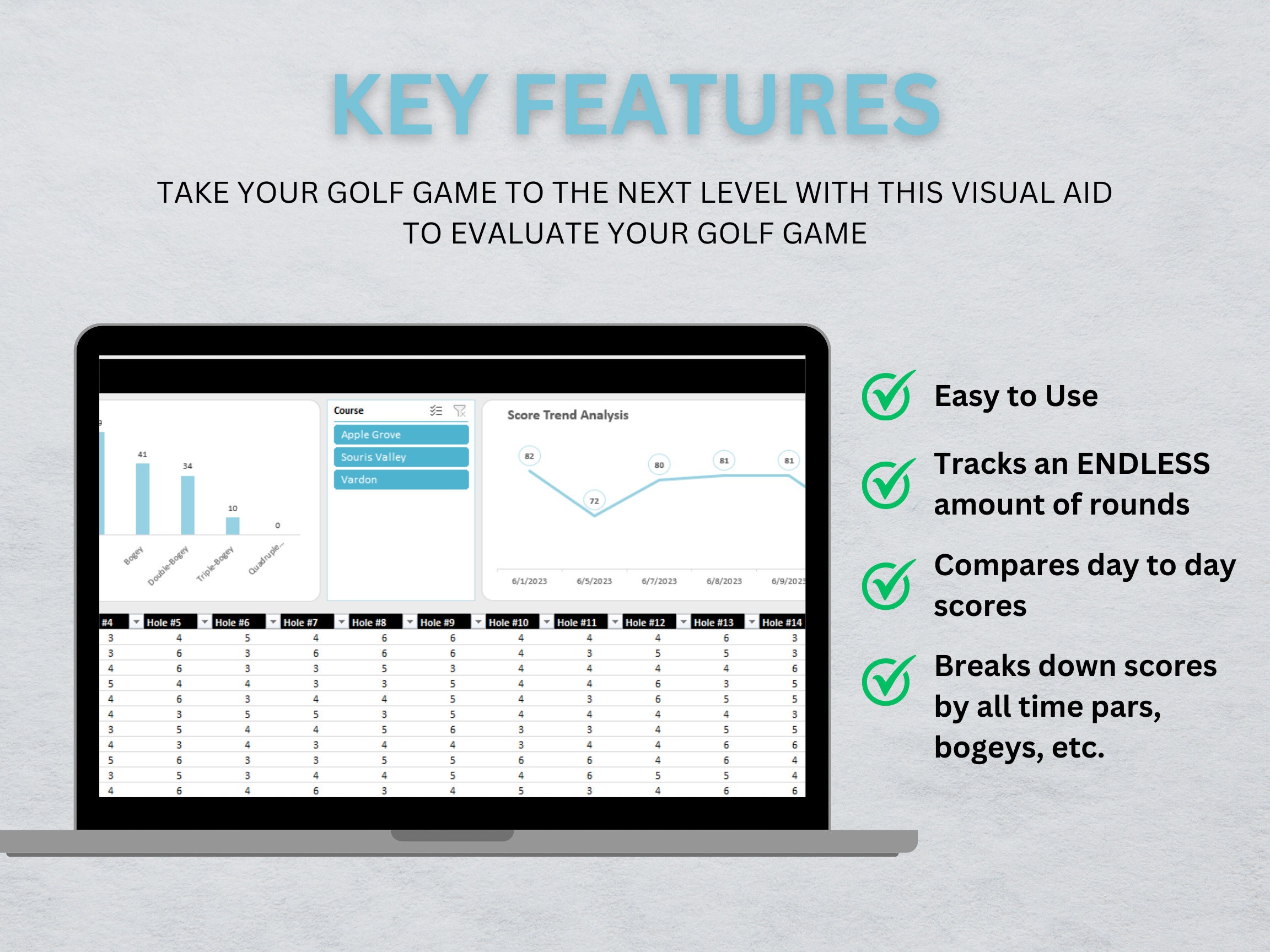 Golf Score Tracker Excel Template Golf Gifts for Men Golf - Etsy UK