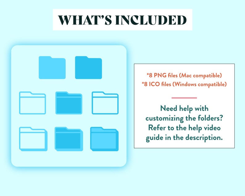 Aesthetic Desktop Folder Icons Pack, Mac & Windows Compatible, Cute ...
