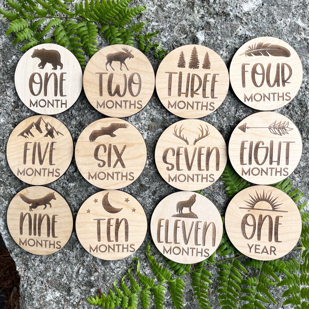 Woodland Baby Milestone Rounds: Monthly Photo Props - Etsy