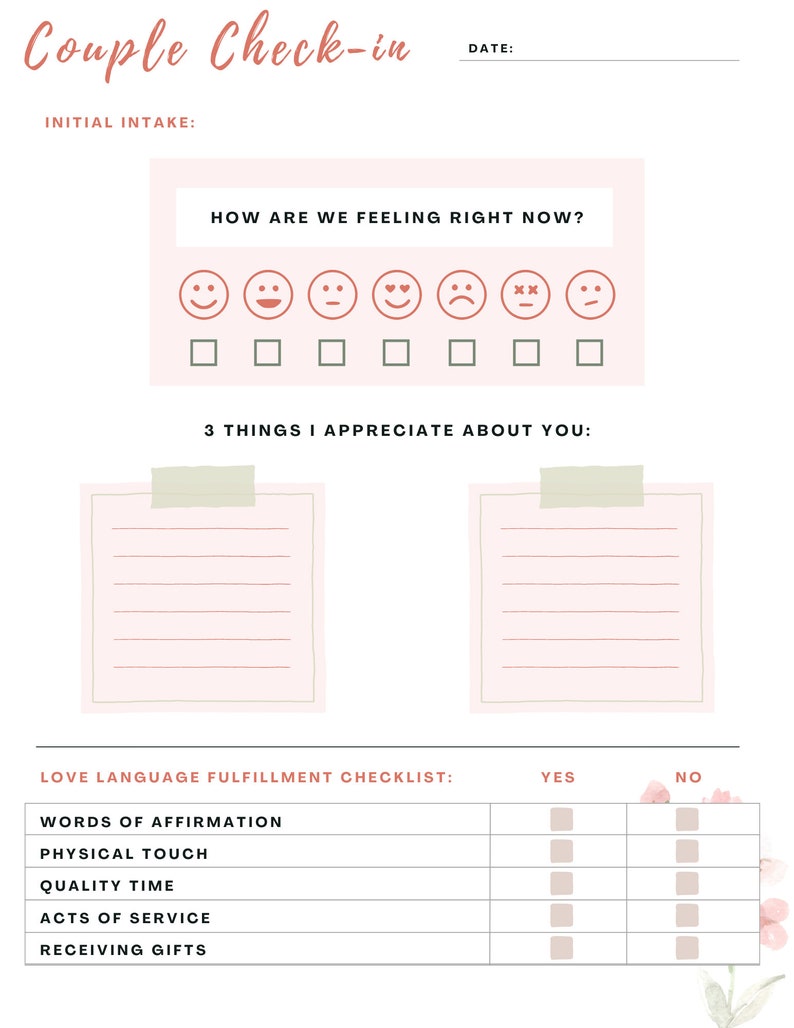 Couple Check-in Worksheet - Etsy