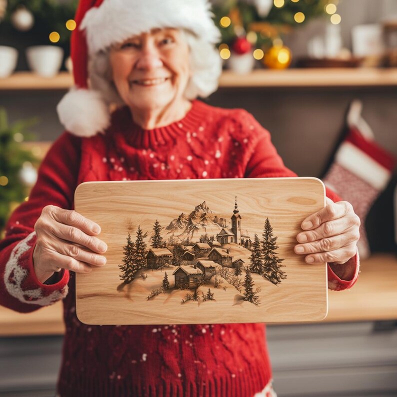 Christmas Charcuterie Board Laser Engraving File, Winter Countryside ...