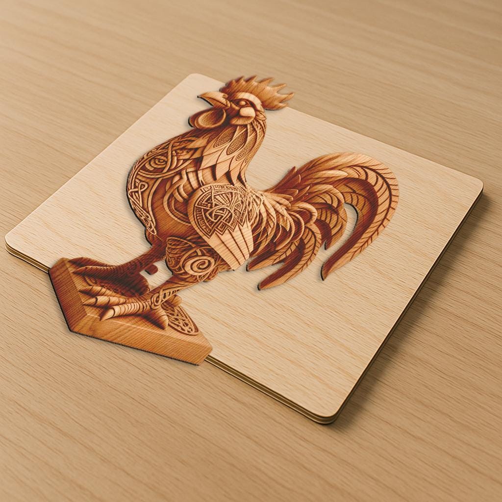 3D Illusion Rooster Laser Engraving File, Detailed Animal Design for ...