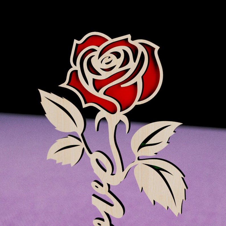 Love Rose Flower Stand Laser Cut File Valentine’s Day Gift Digital ...