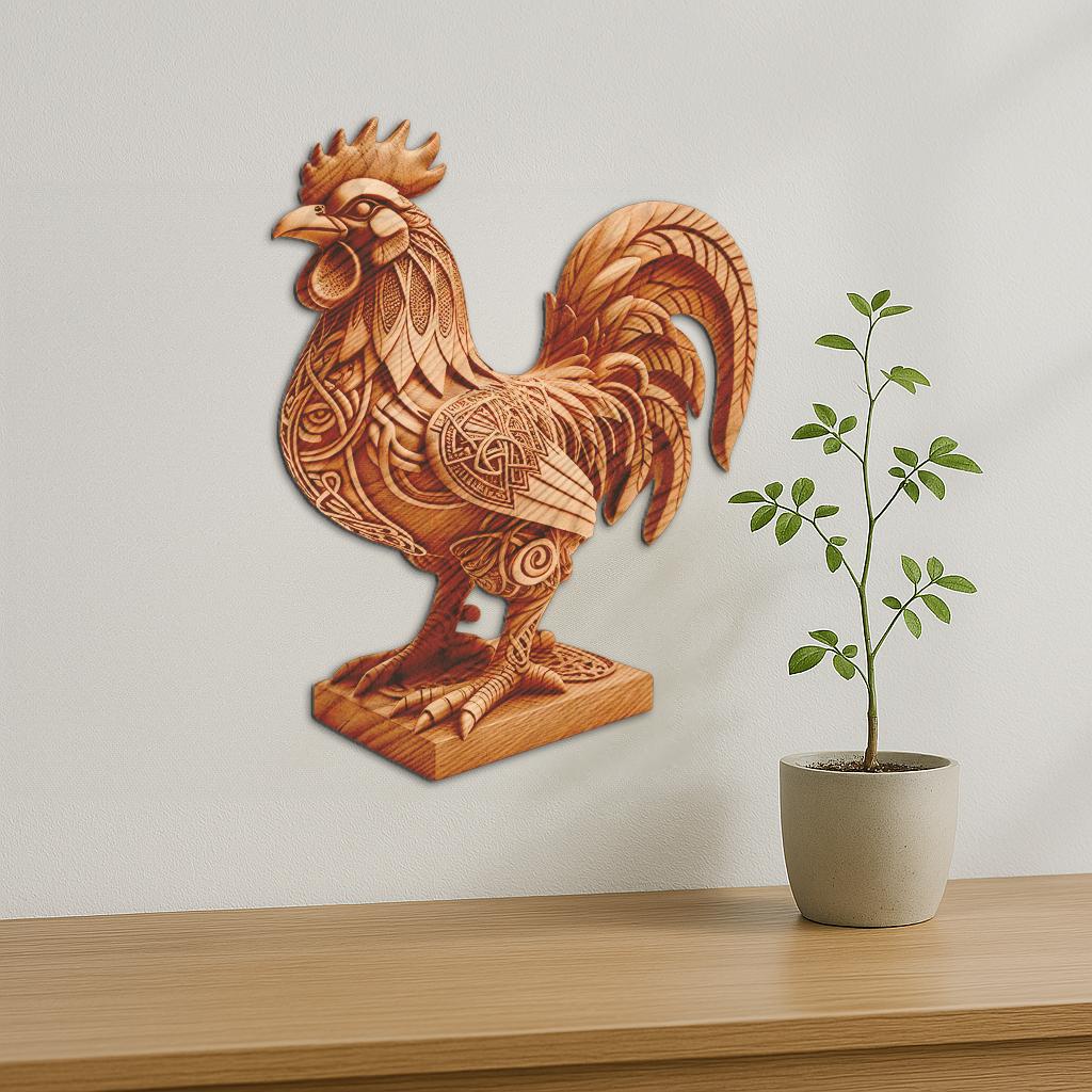 3D Illusion Rooster Laser Engraving File, Detailed Animal Design for ...