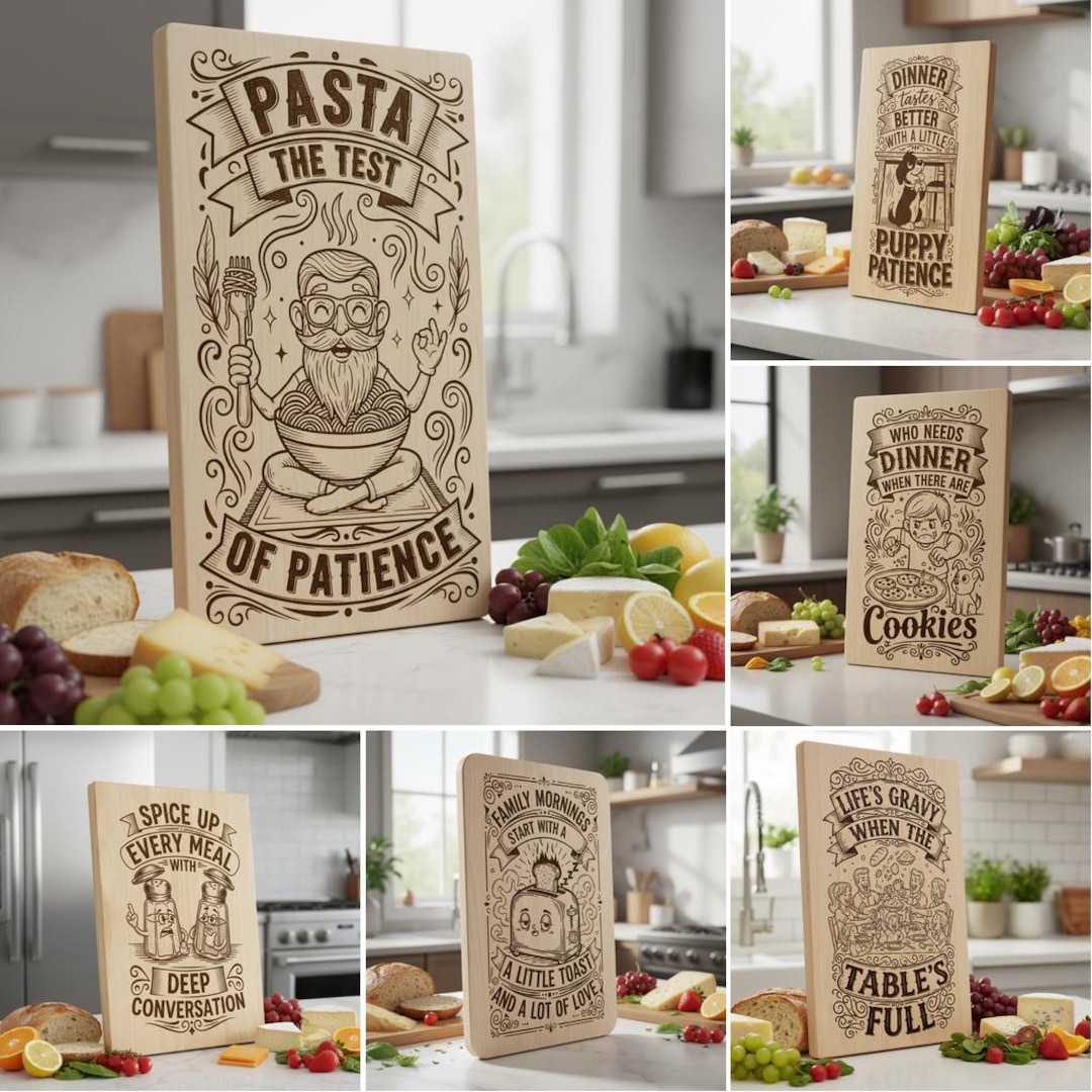 Cutting Board SVG Bundle, Funny Charcuterie Engraving Files, 20 Vintage ...