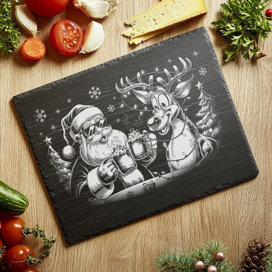 Christmas Santa Laser Engraving File Slate Cheese Board Design ...