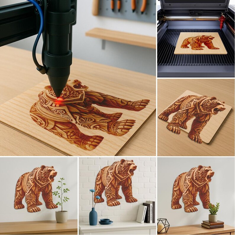 3D Illusion Laser Engraving File, Animal Wildlife Art Decor, 6 ...