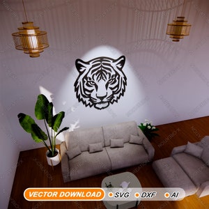 Tiger Head Wall Art Laser Cut File, Wall Hanging Decor Digital Files ...