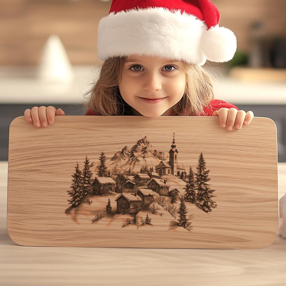 Christmas Charcuterie Board Laser Engraving File, Winter Countryside ...