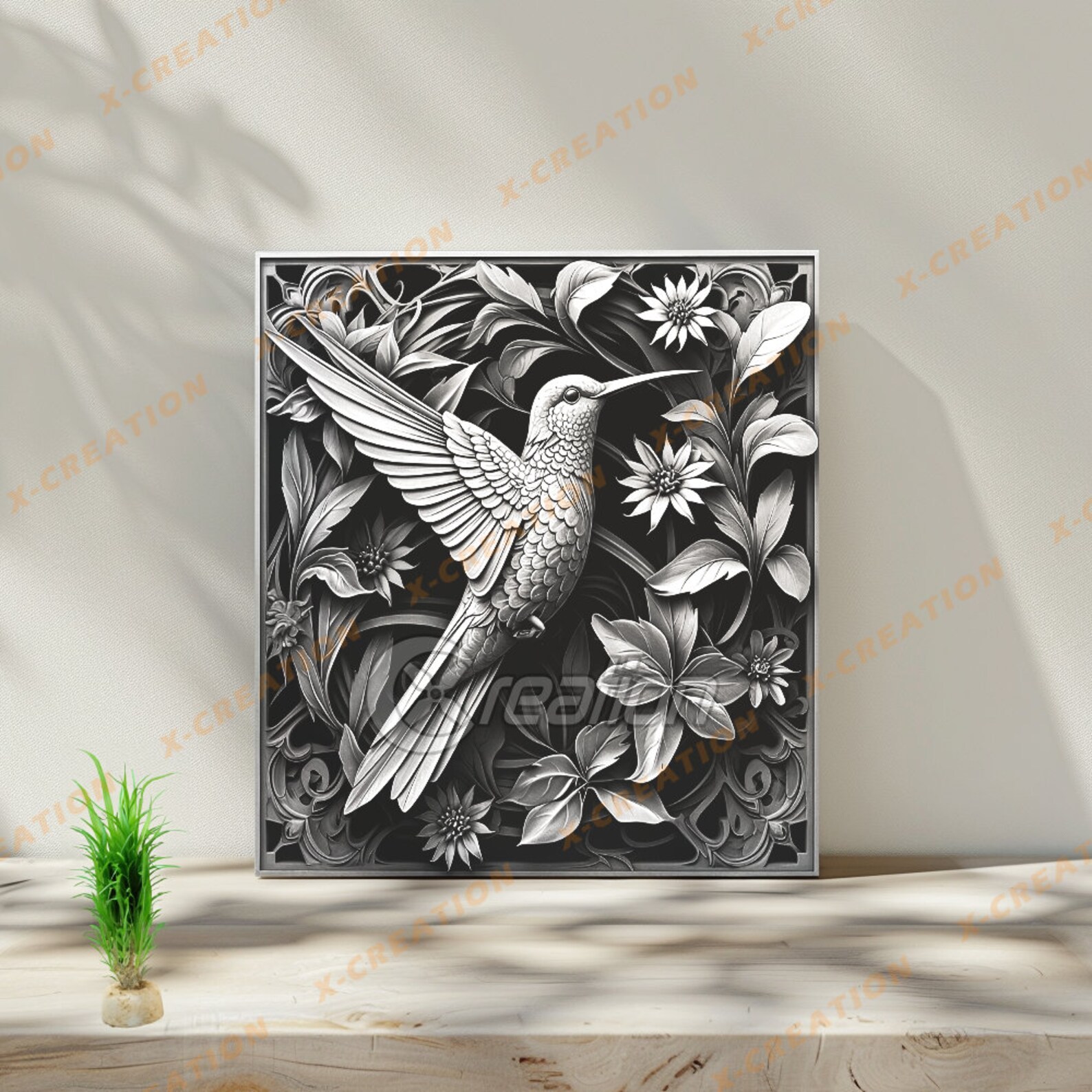 3D Illusion Hummingbird Laser File High Resolution PNG for Glowforge ...