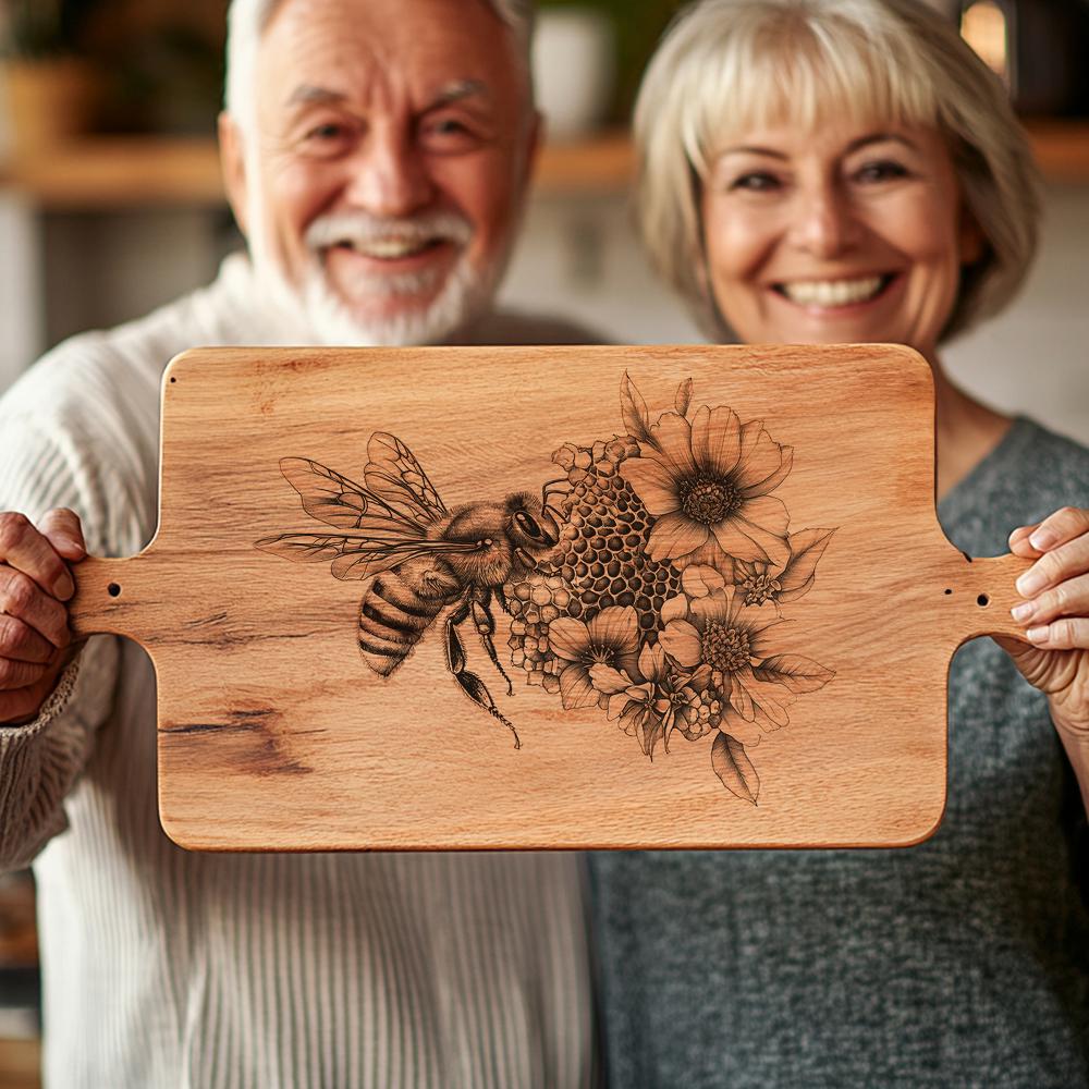 Charcuterie Board Engraving File, Bee, Hive, Flower | HQ PNG Image ...