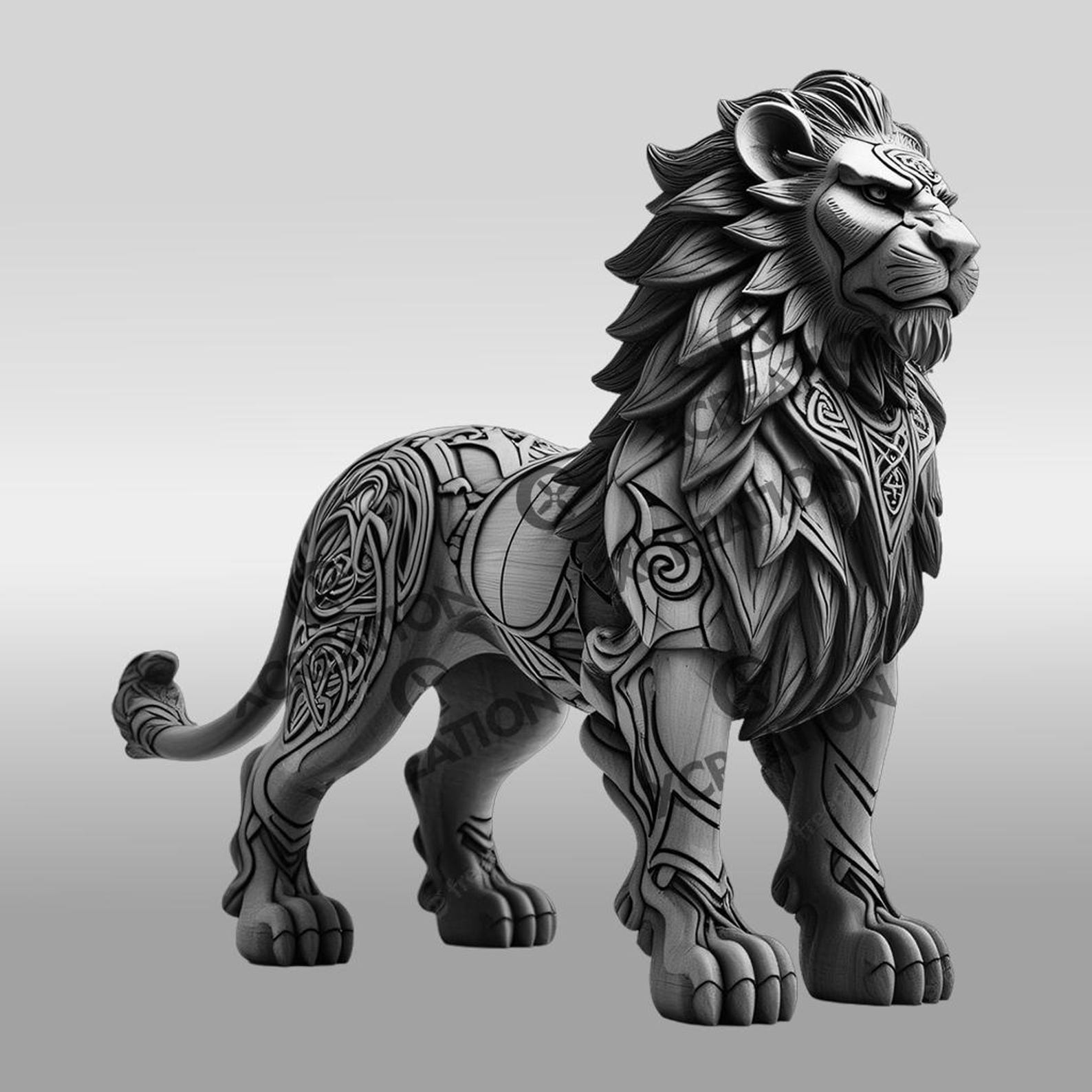 Lion Laser Engraving File 3D Illusion Wildlife Art Design a Laser Ready ...