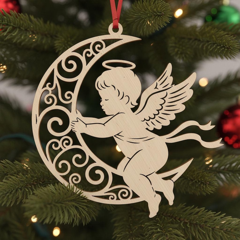 Christmas Ornament SVG Bundle, 6 Cute Baby Angel Laser Cut Files for ...