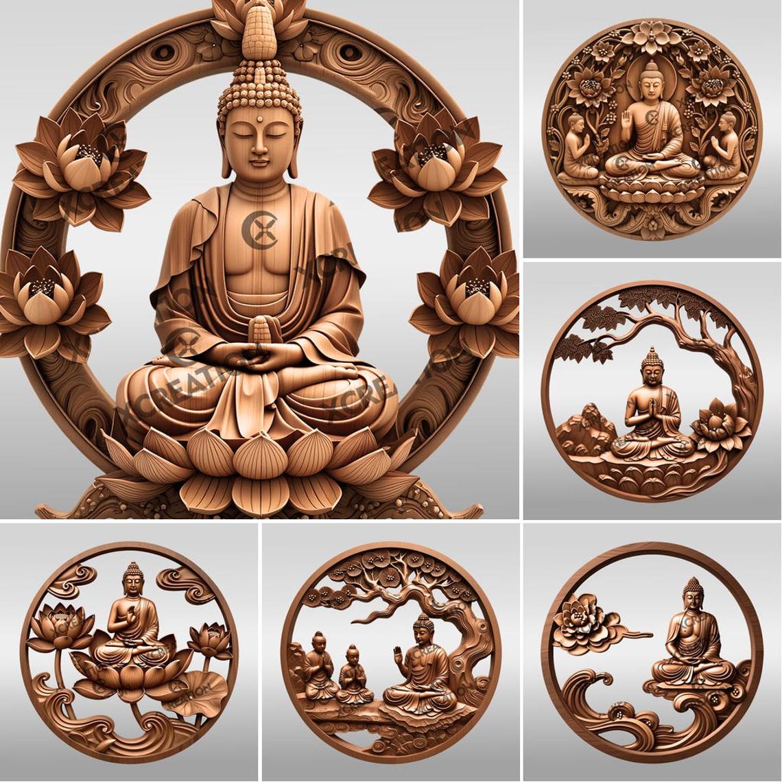 Buddha 3D Illusion Laser Engraving File, Spiritual Lotus Digital Art ...