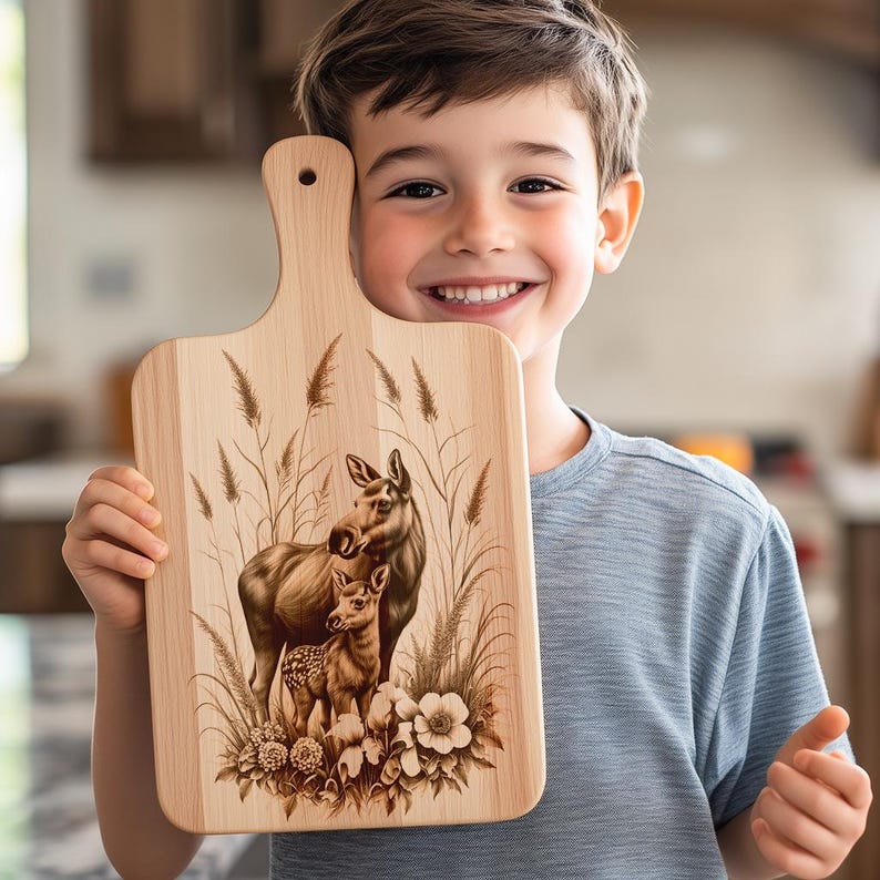 Moose Deer Laser Engraving File for Charcuterie Board, Rustic Kitchen ...