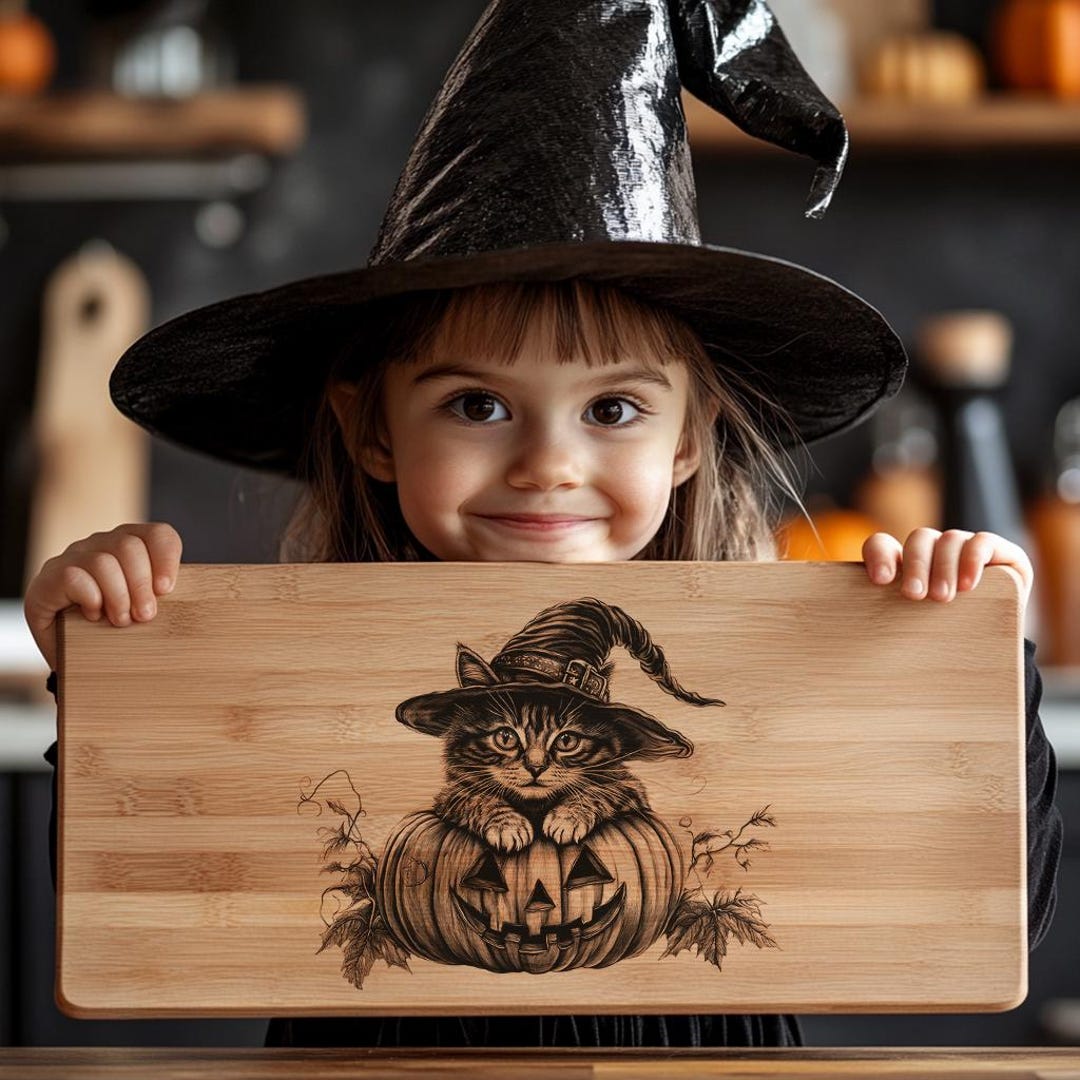 Halloween Charcuterie Laser Engraving File, Witcher Cat Pumpkin Board ...