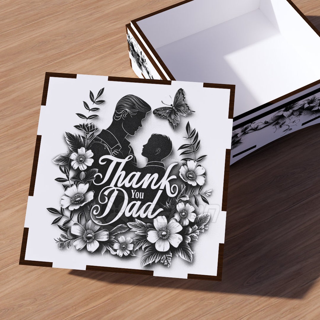 Fathers Day Gift Laser Cut Files Box, 3D Illusion Gift for Dad, Digital ...