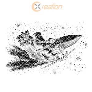 Santa Rocket Sleigh Laser Engraving File for Slate Cheese Board ...