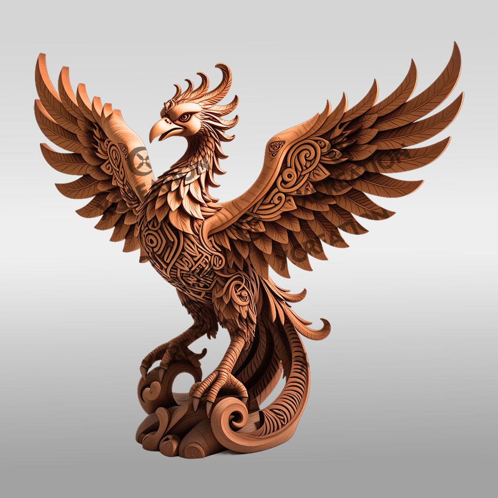 3D Phoenix Laser Engraving File, Majestic Animal Illusion Artwork for ...