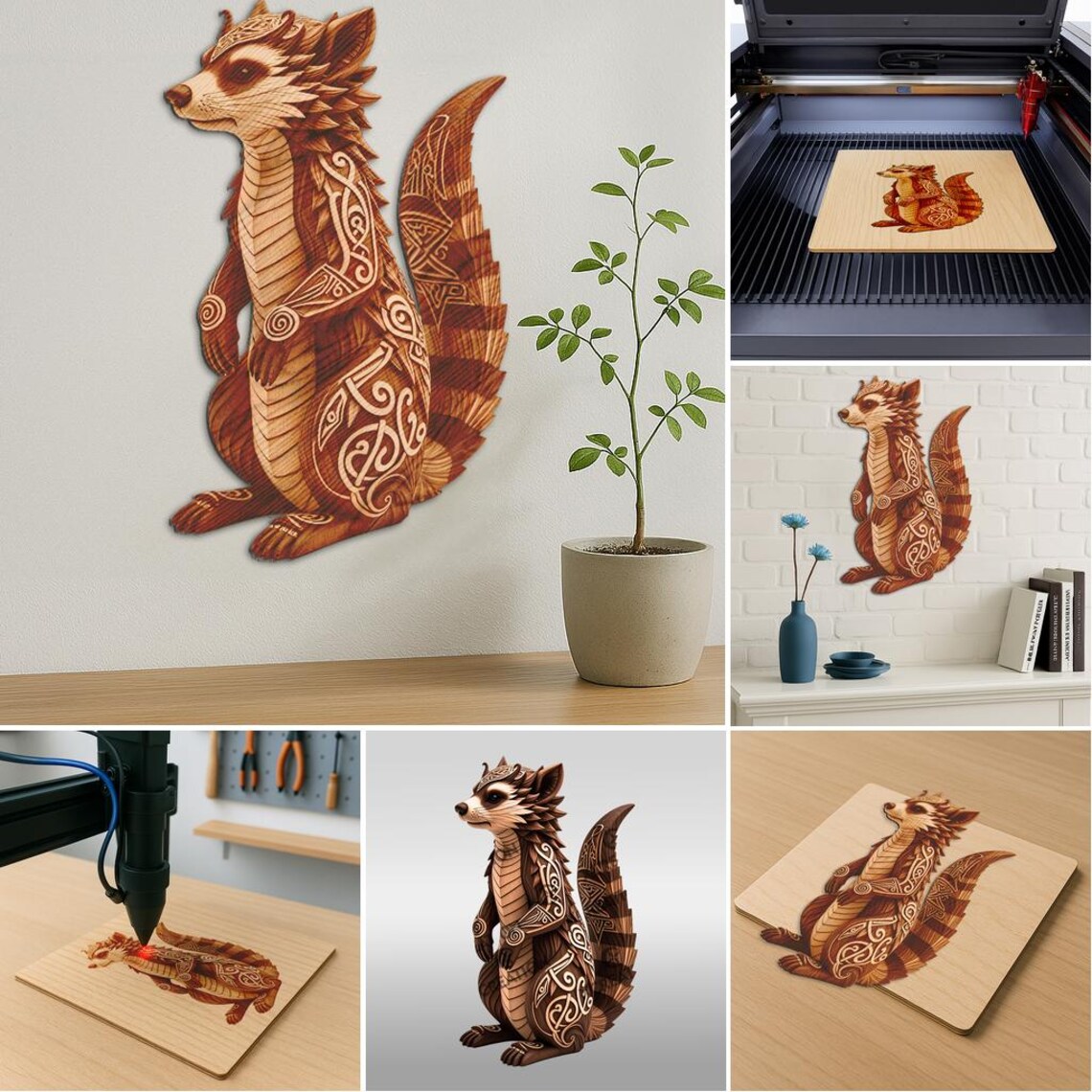 Animal 3D Illusion Laser Engraving File Bundle, 6 Wild Creature Designs ...