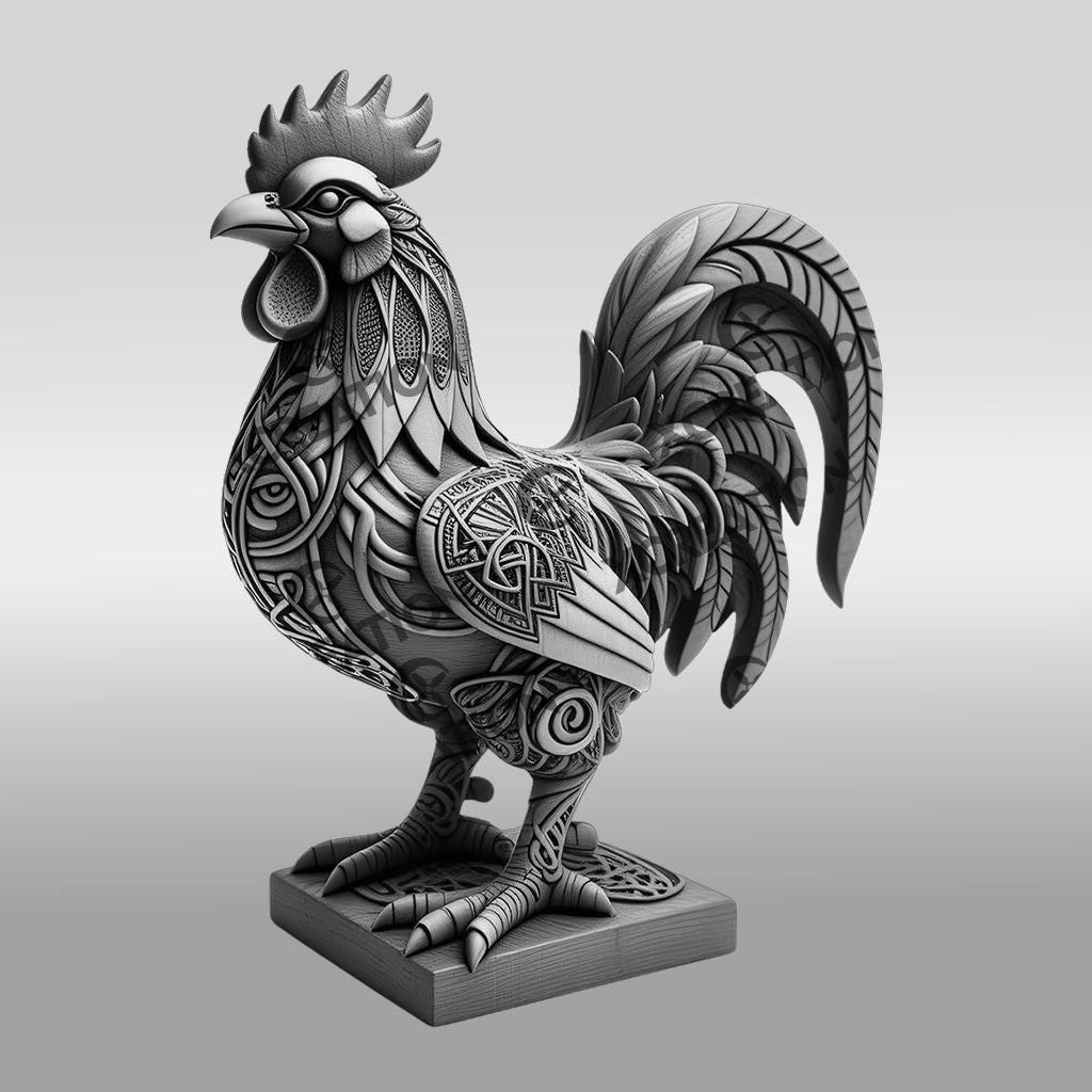 3D Illusion Rooster Laser Engraving File, Detailed Animal Design for ...