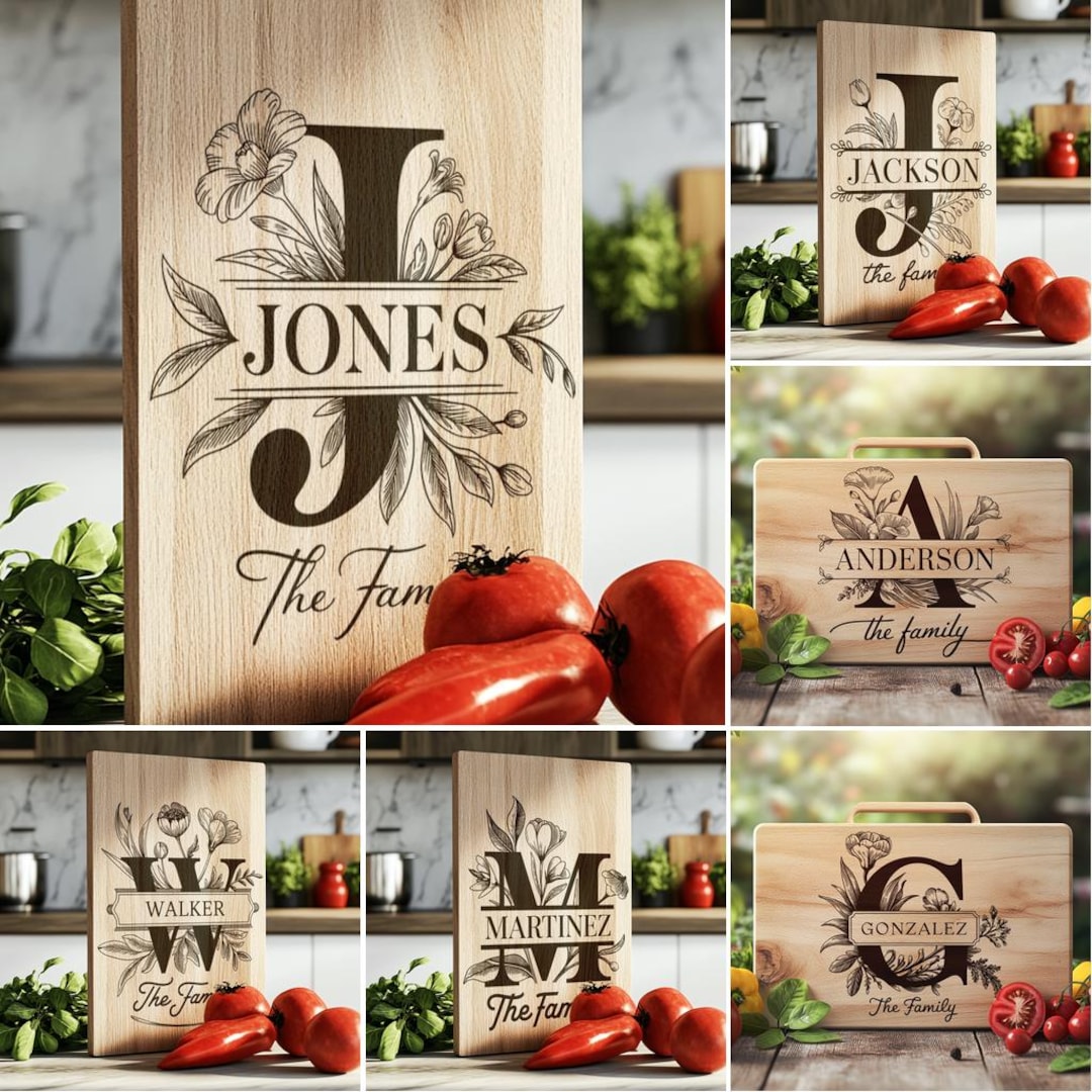 Bundle of 31 Family Name Flora Svg, Charcuterie Board Laser Engraving ...