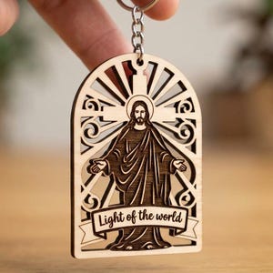Jesus SVG Christian, Radiant Cross Laser Cut Keychain, Light of the ...