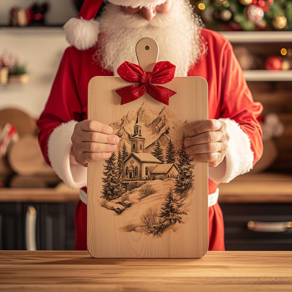 Christmas Charcuterie Board Laser Engraving File, Peaceful Winter ...