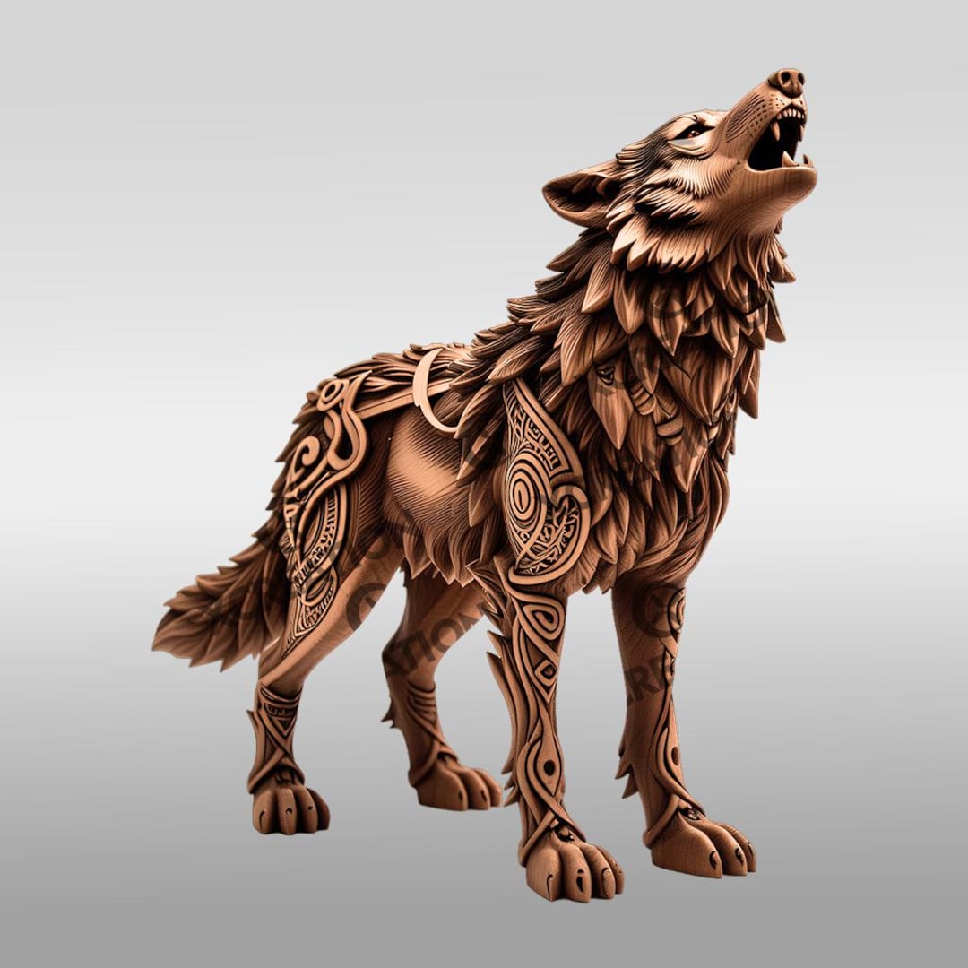 Wolf 3D Illusion Engraving Laser File, Wildlife Animal Art Template ...