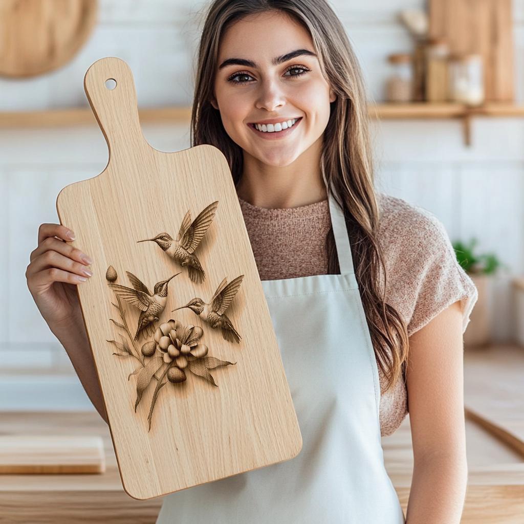 Hummingbird 3D Laser Engraving File, Charcuterie Board Design for ...