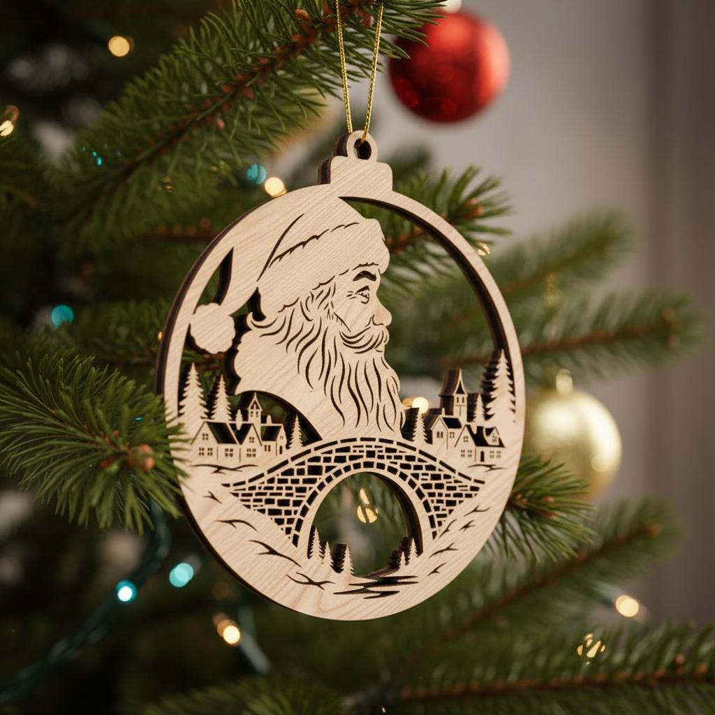 Christmas Ornament Laser Cut File, Santa SVG Bundle, 6 Xmas Designs for ...