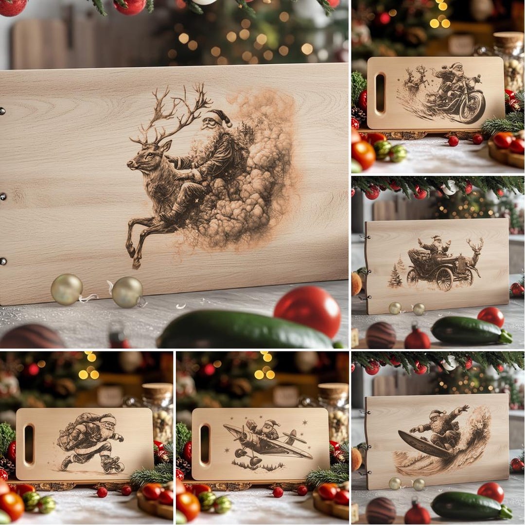 Funny Santa Christmas Engraving Bundle for Charcuterie Board, Holiday ...
