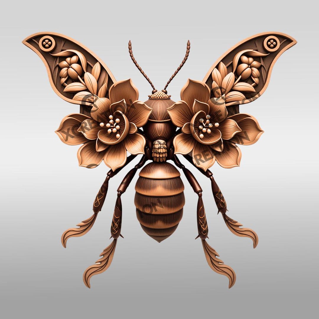 Insect 3D Illusion Laser Engraving File, Ant Design, Floral Pattern ...