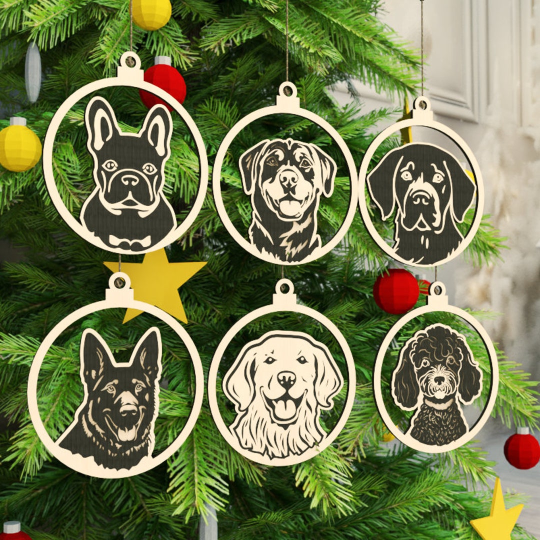 Dog Christmas Ornament Bundle Laser Cut File Top 6 Popular Dog Breeds ...