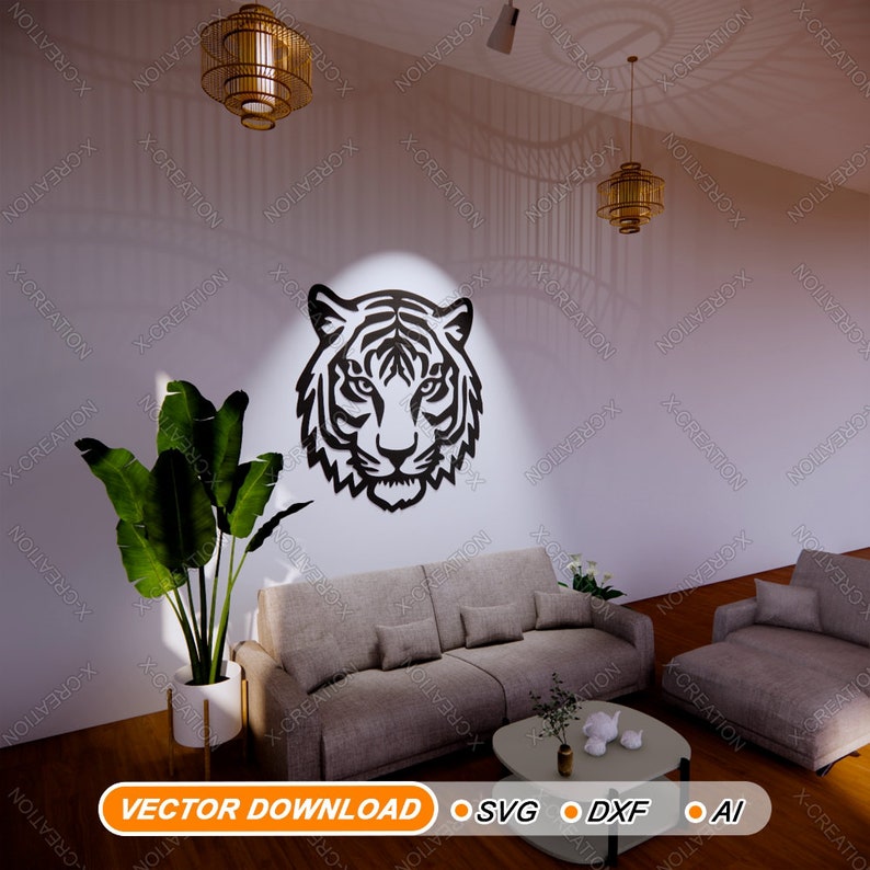 Tiger Head Wall Art Laser Cut File, Wall Hanging Decor Digital Files ...