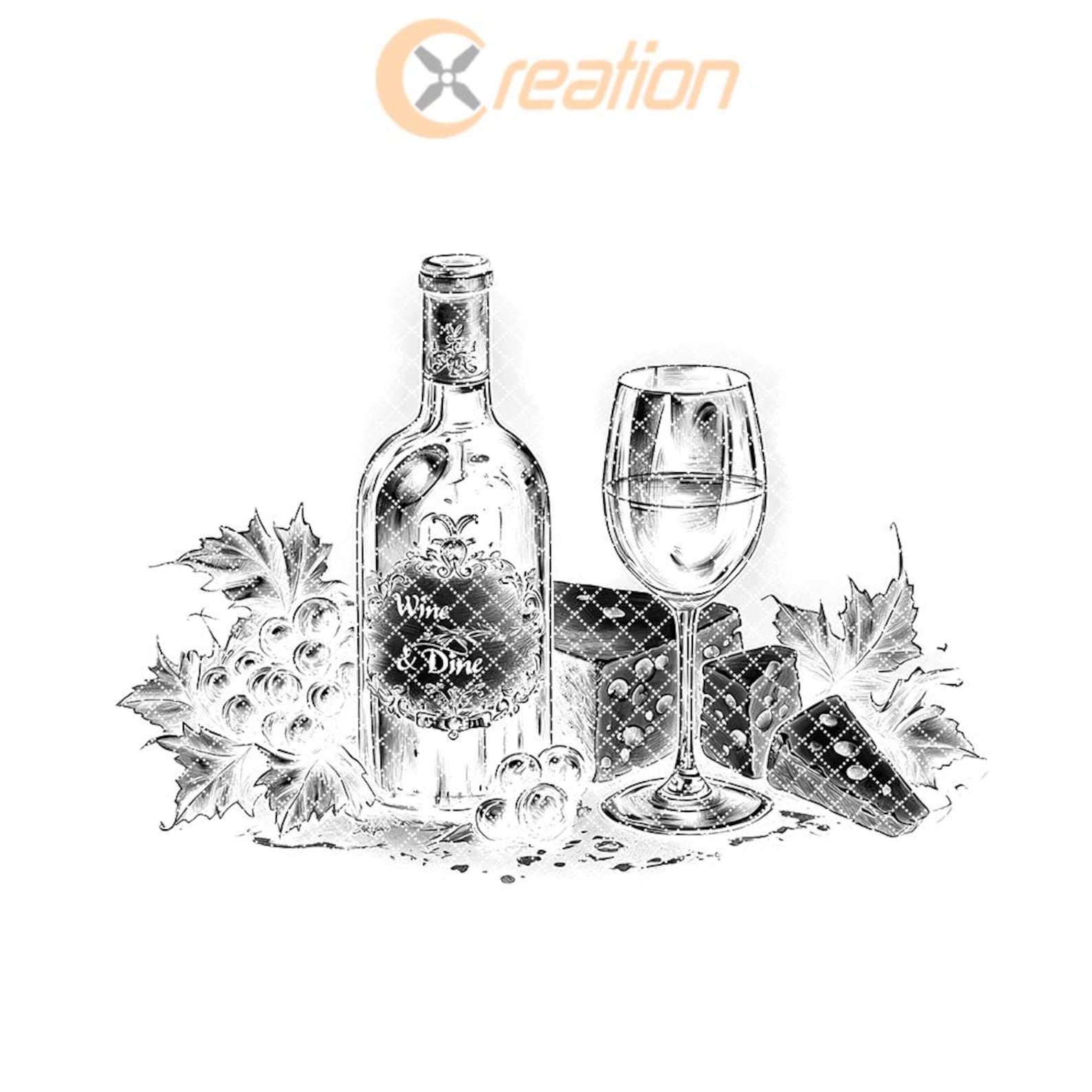 Slate Cheese Board Laser Engraving File, Wine Bottle, Glass, and Cheese ...