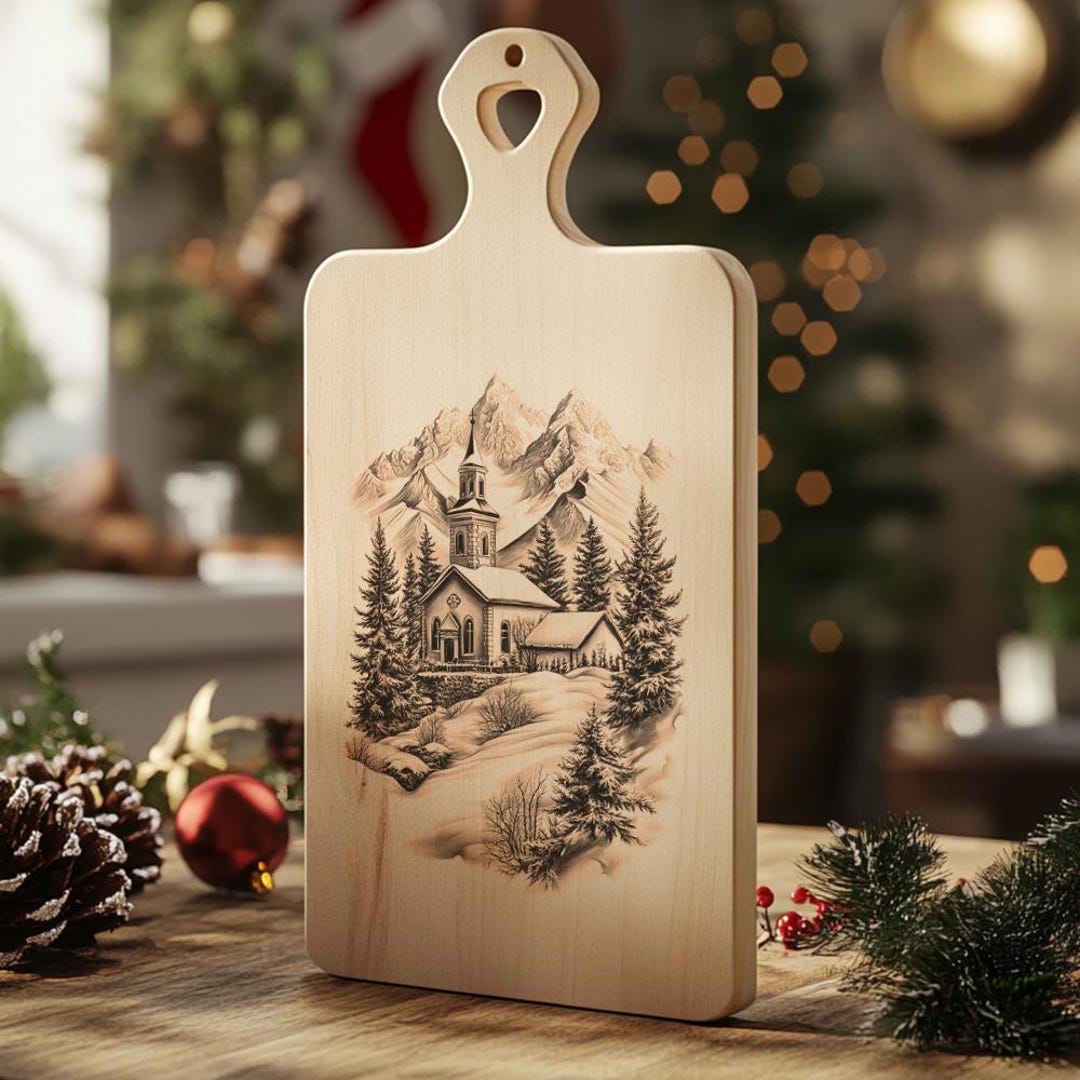 Christmas Charcuterie Board Laser Engraving File, Peaceful Winter ...
