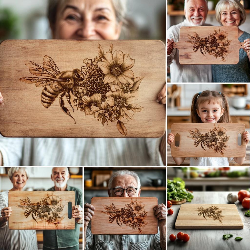Bundle of 6 Charcuterie Board Laser Engraving Files, Bee, Honey and ...