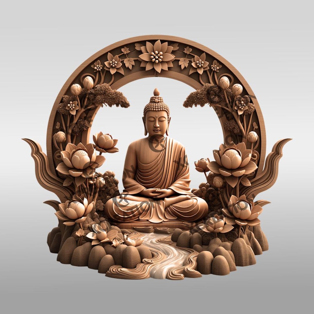 Buddha 3D Illusion Laser Engraving File, Zen Art for Spiritual Wall ...