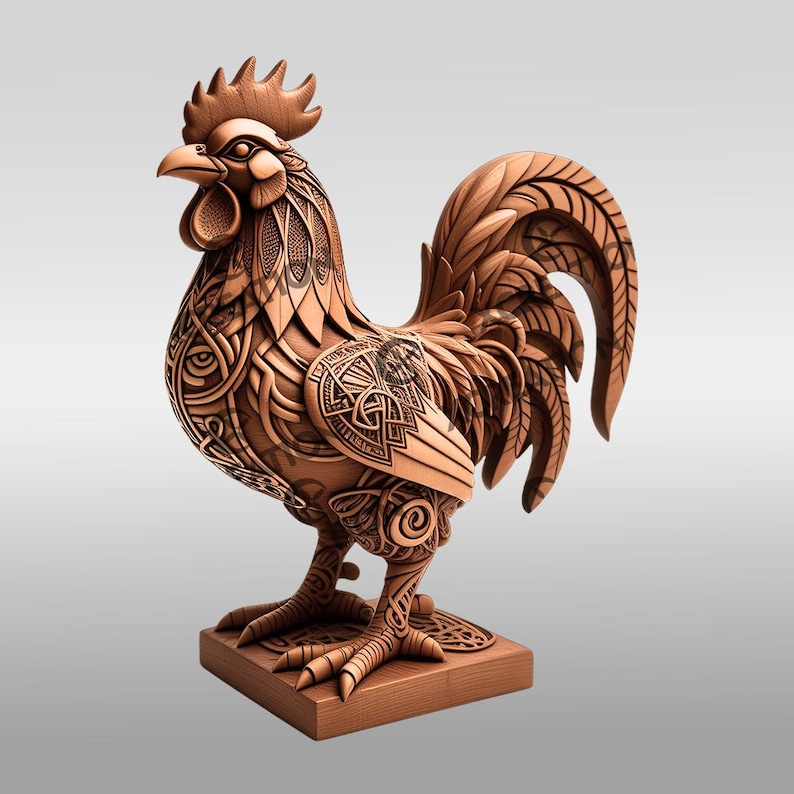 3D Illusion Rooster Laser Engraving File, Detailed Animal Design for ...
