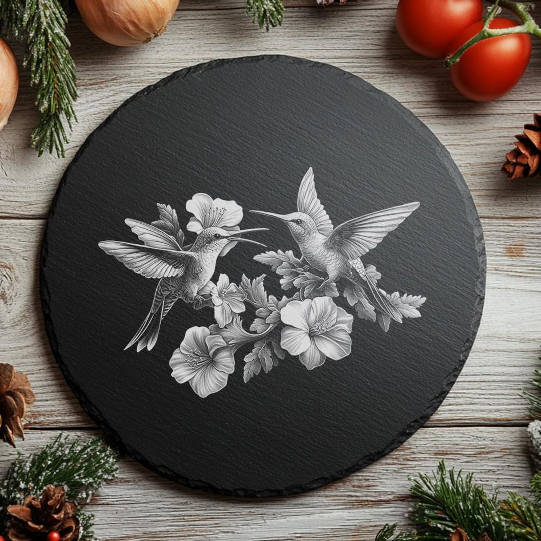 Slate Chopping Board Laser Engraving File, Couple of Hummingbird, Birds ...