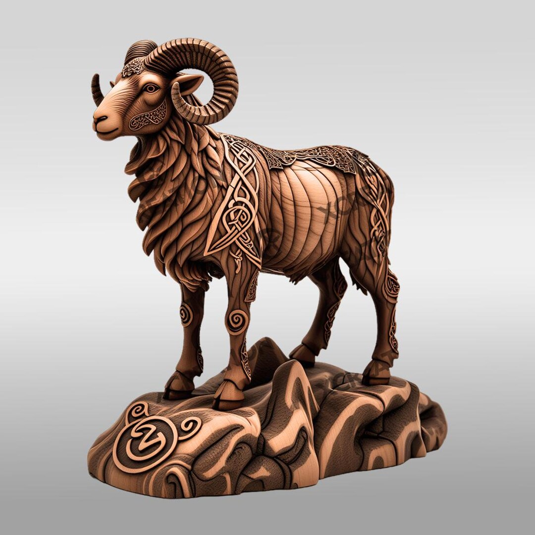 3D Ram Laser Engraving File, Wildlife Illusion Art, Digital Animal ...